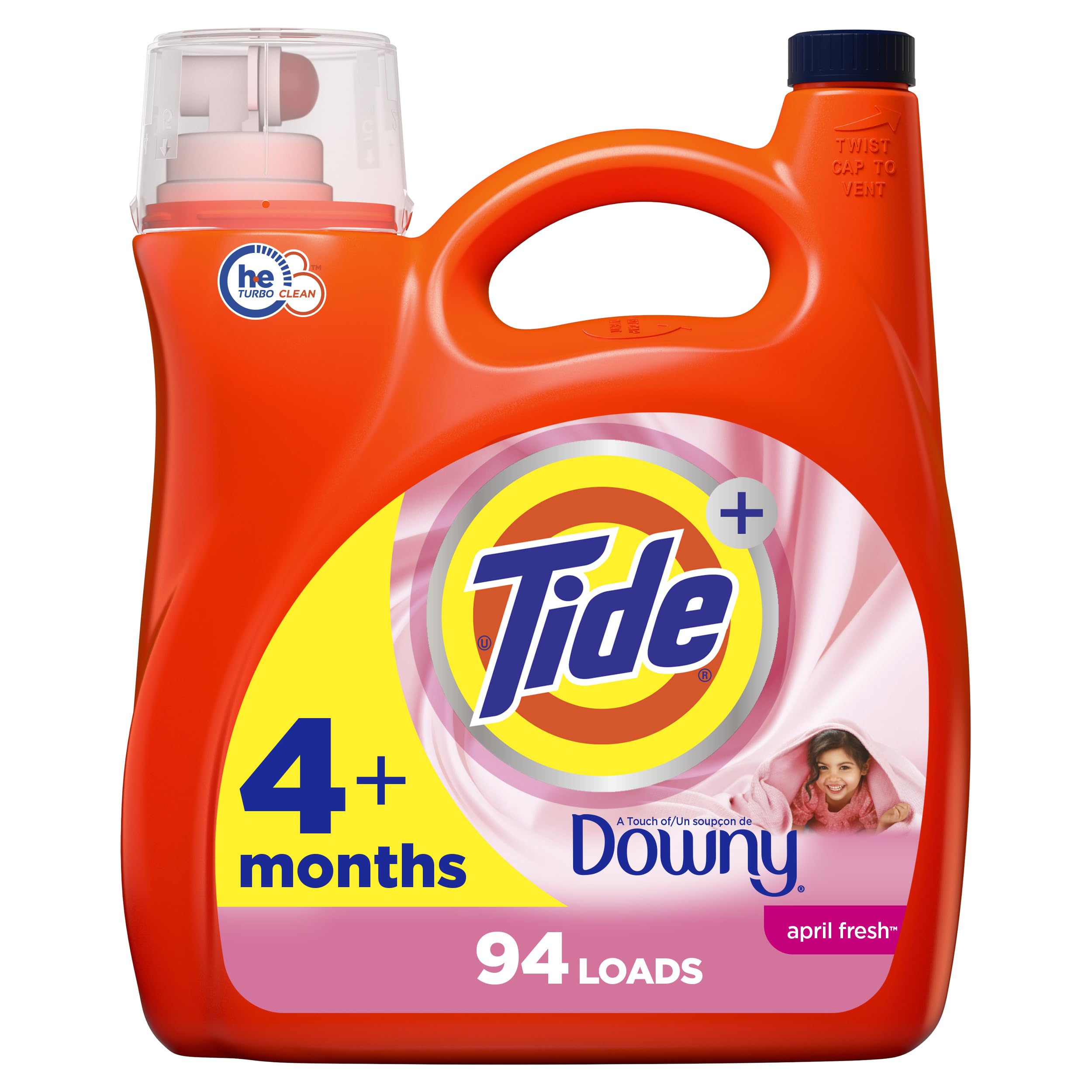 Tide plus Downy Liquid Laundry Detergent Soap, April Fresh Scent, HE Compatible, 94 Loads, 132 ...