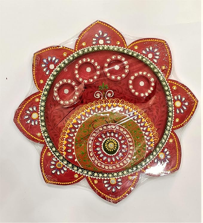 Buy Generic Multicolored Rangoli Design on Wooden Plate/ Haldi Plate ...
