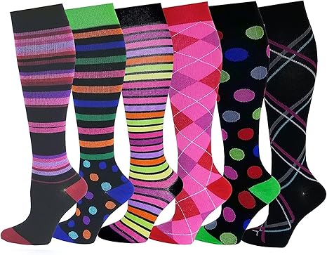 Amazon.com: 6 Pairs Pack Women Travelers, Anti-Fatigue, Graduated ...