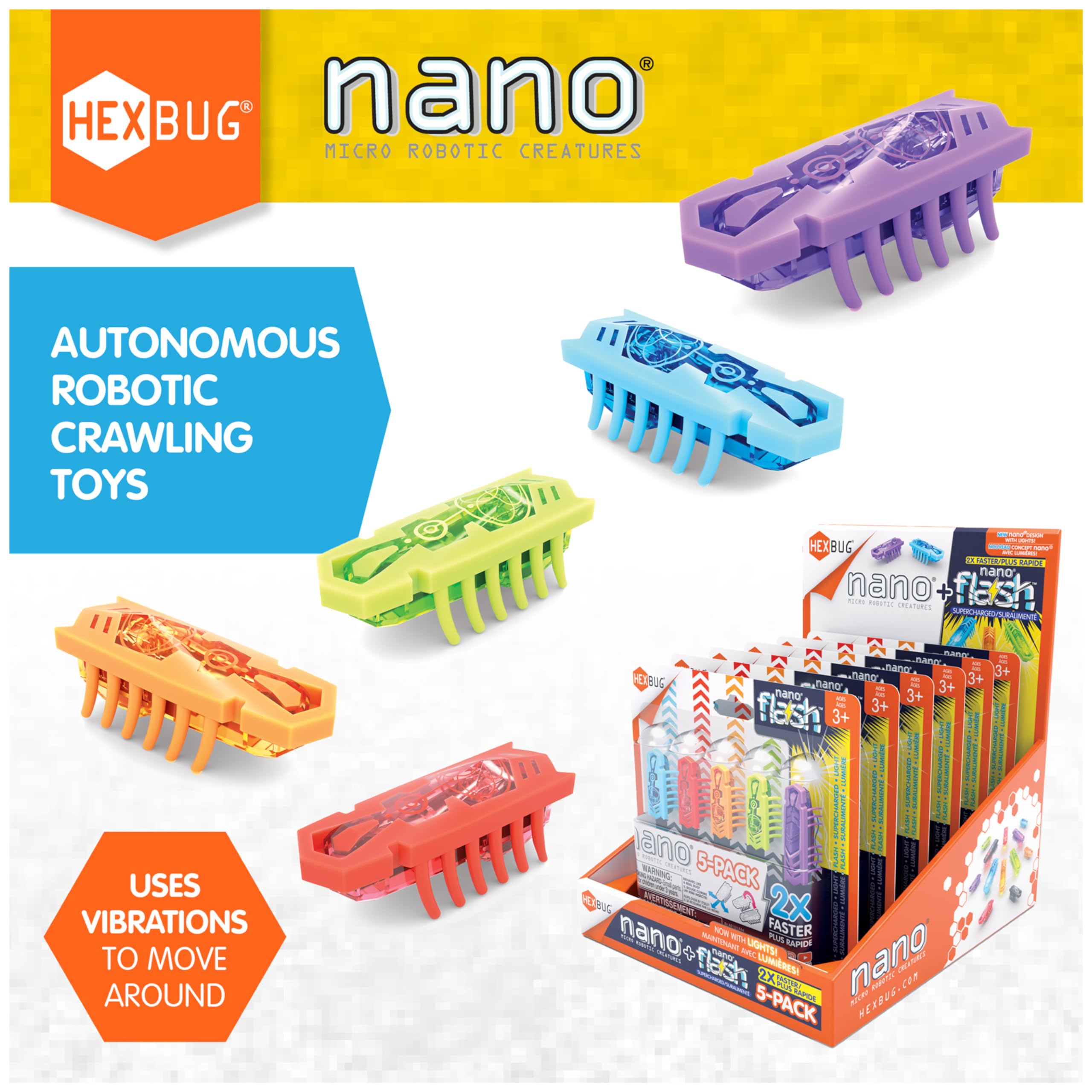 Mua HEXBUG Nano 5 Pack, 4 Nano Bugs with Bonus Flash Nano, Sensory Toys ...
