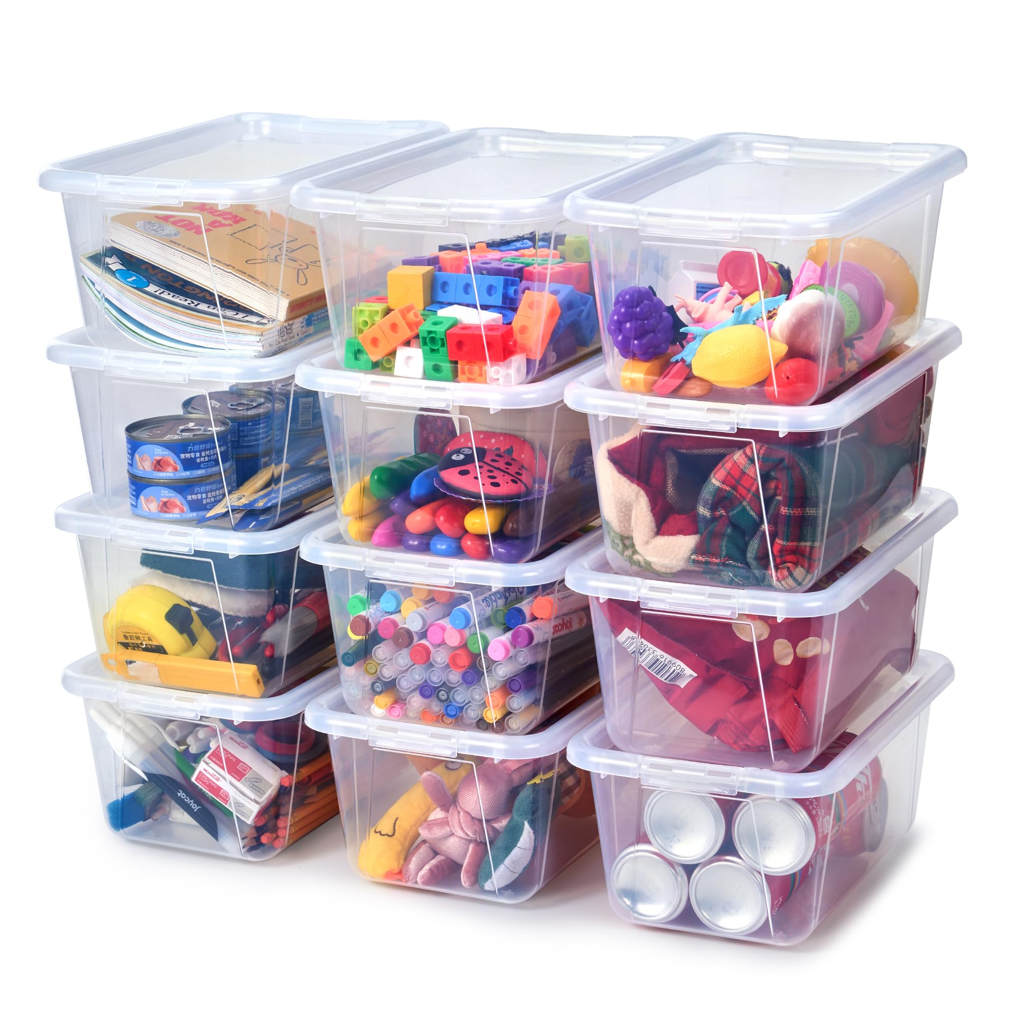 GAMENOTE Clear Stackable Plastic Storage Bins with Lids,Stackable ...