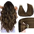 Amazon.com : GOO GOO Tape in Hair Extensions Human Hair, 2C/4E/6C Brown ...