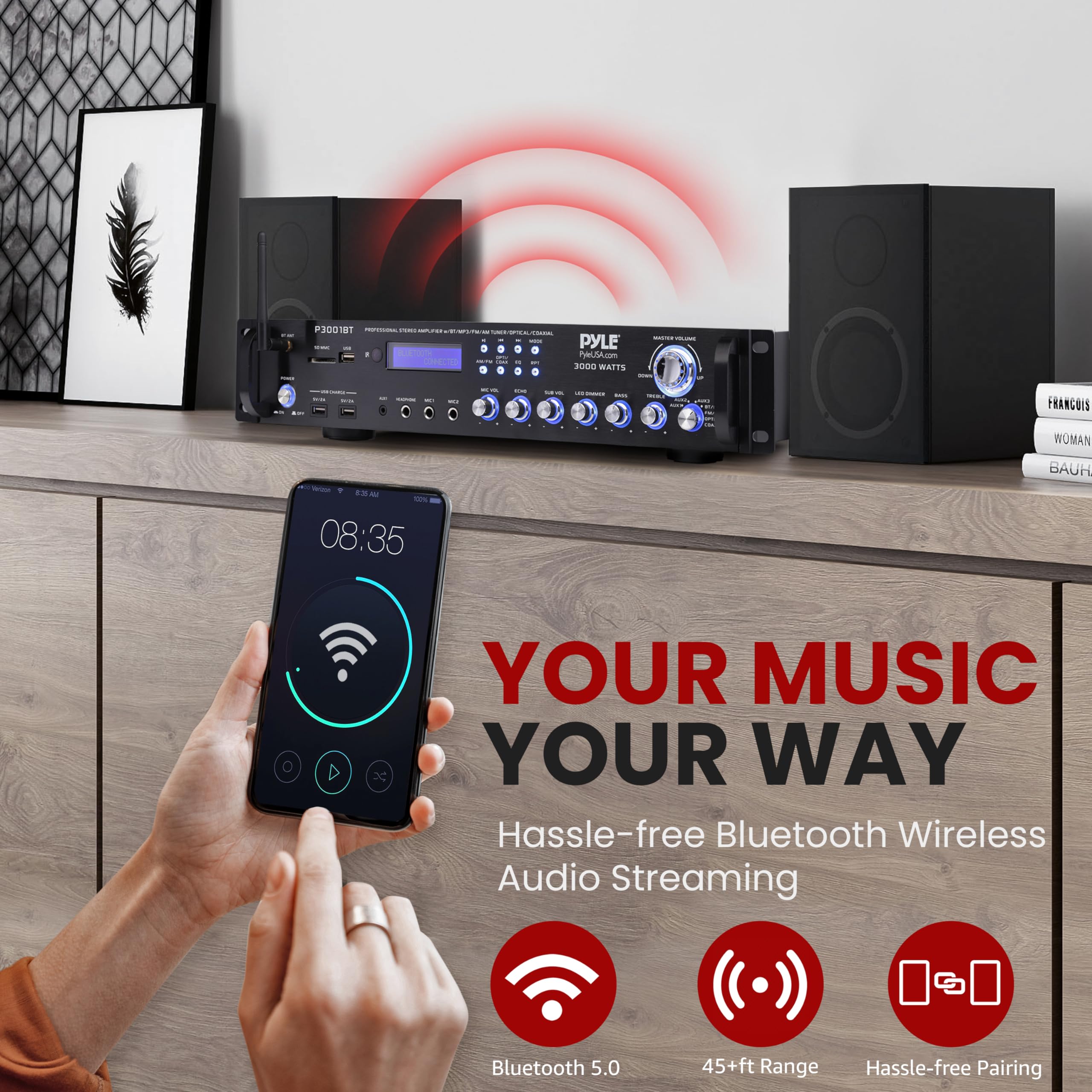 Mua Pyle Multi-Channel Bluetooth Power Amplifier - 3000 Watt Audio Rack Mount Home Speaker Sound ...