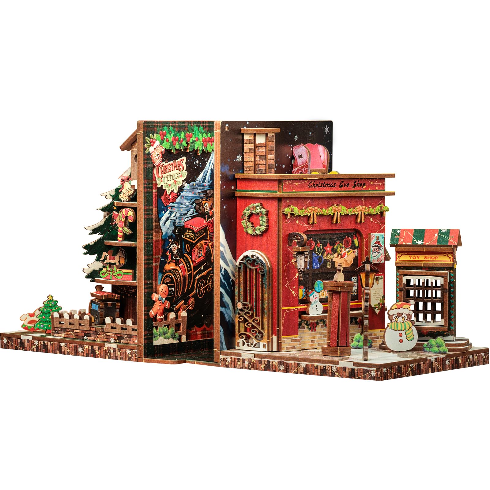 CUTEBEE DIY Christmas Bookend for Shelves 3D Wooden Puzzle Decorative ...
