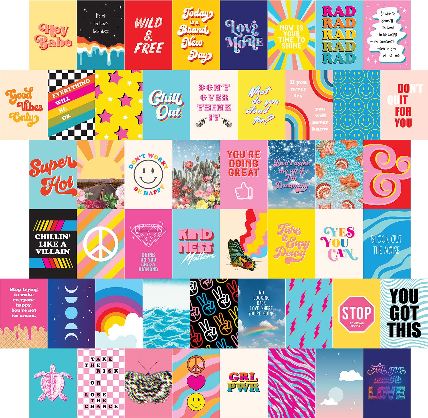 Buy Artivo Bright Indie Collage Kit Aesthetic Pictures 50 Set 4x6 Inch 