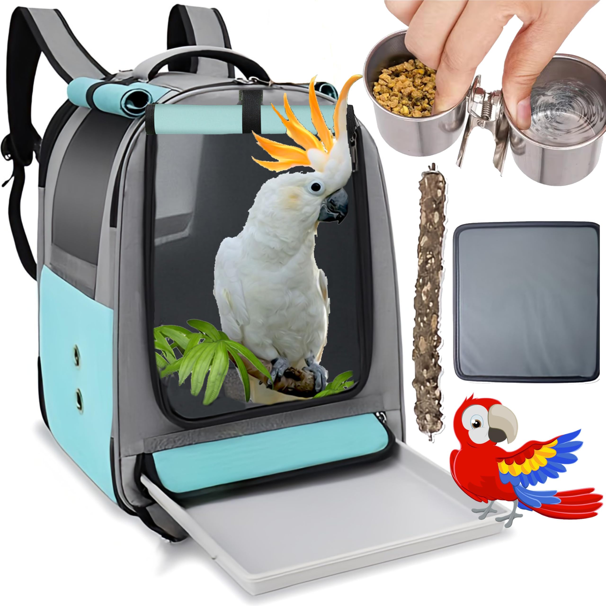 DJAER Bird Backpack Carrier Travel cage for Cockatiel, Parrot Carrier ...