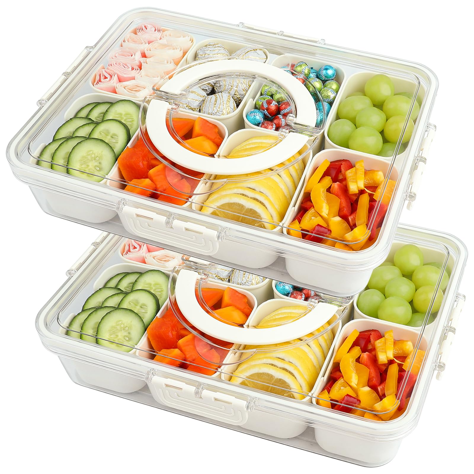 Snackle Box Container,Divided Snack Tray with Lid and Handle?8 ...