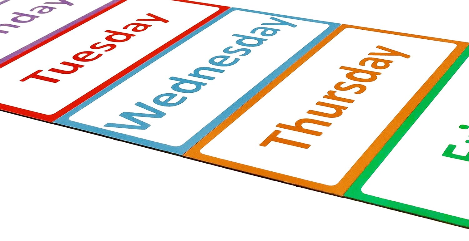 5 magnetic days of the week, 13.5 cm wide and 6 cm high, Monday ...