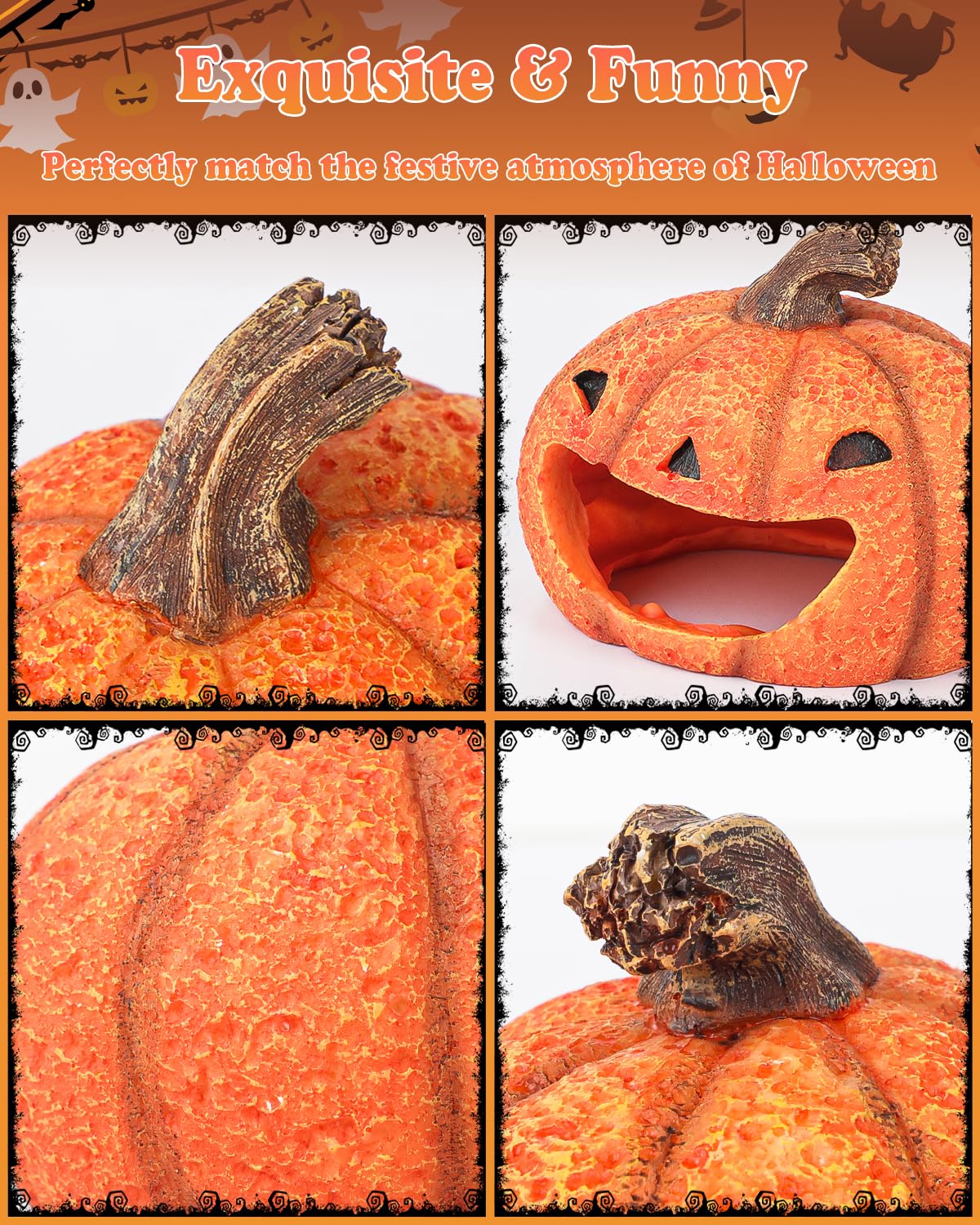 Mua Uniclife Halloween Aquarium Decoration Resin Pumpkin House Ornament ...