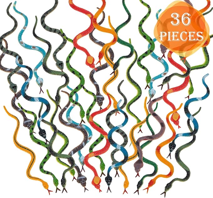 Whaline 36 Pieces Plastic Toys Snakes, 4.5 Inch Realistic Snakes ...
