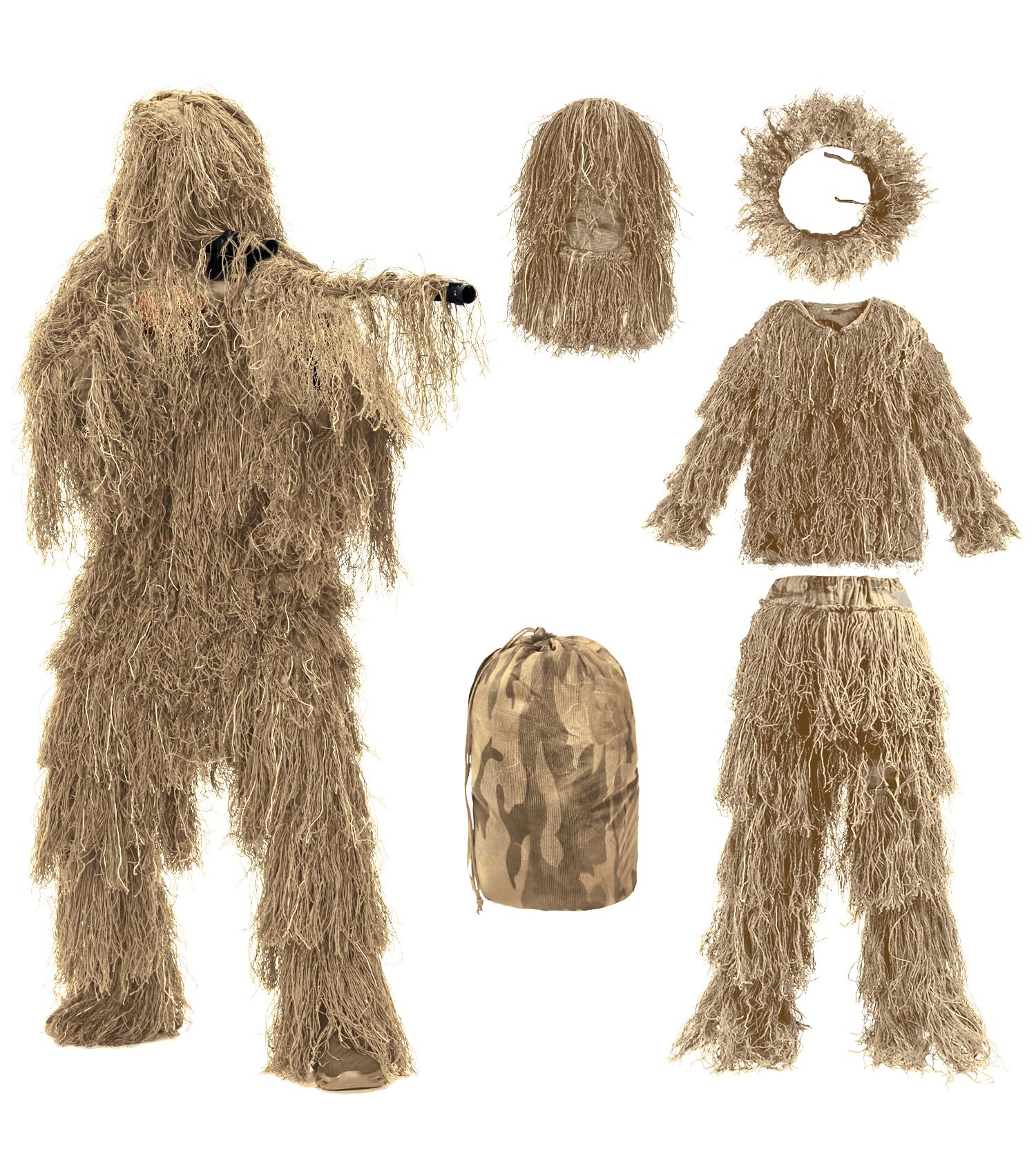 Mimeela Ghillie Suit for Men Camo Hunting Suits, Airsoft Gilly Suit ...