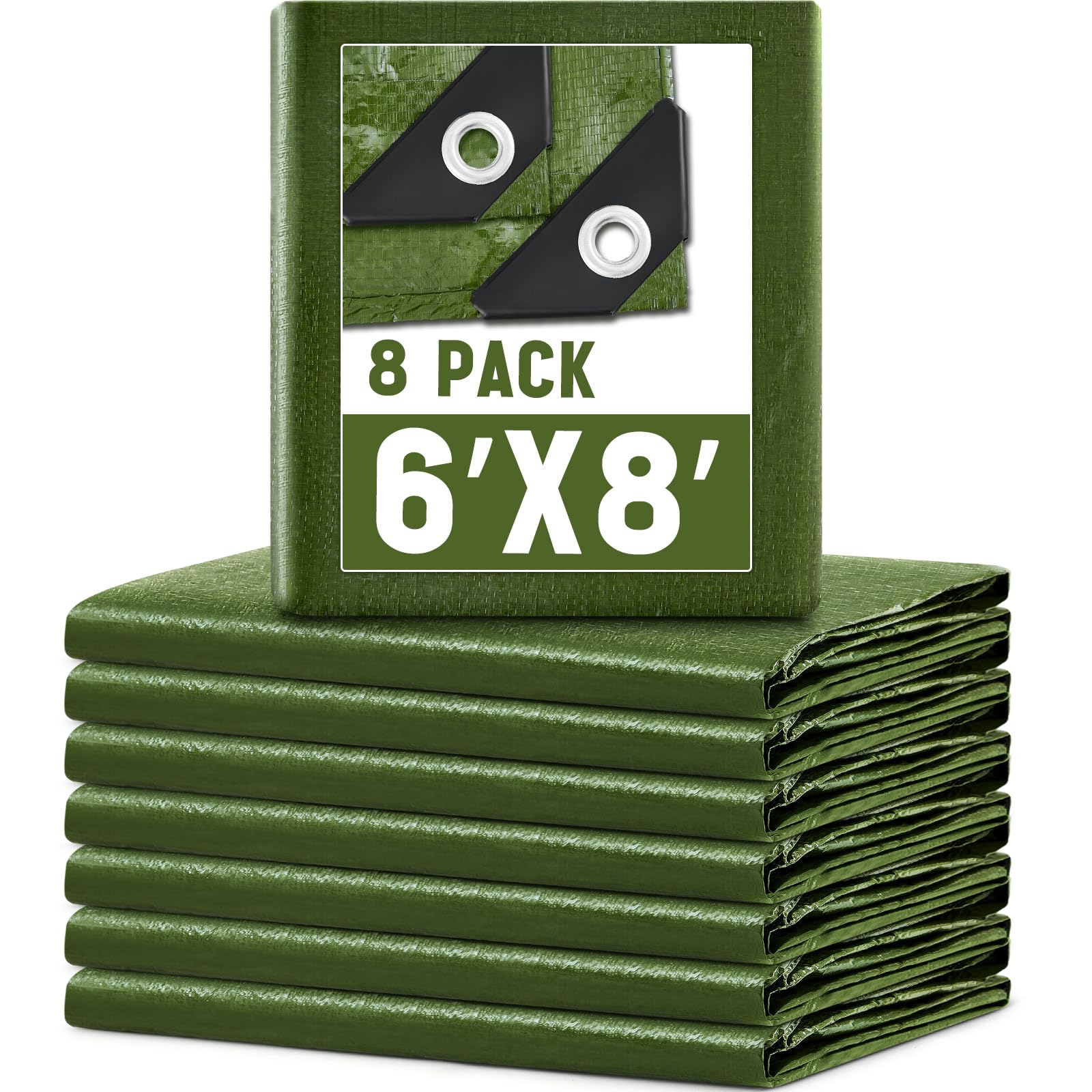 GliCraft 8 Pack 6 x 8 ft 5.5 Mil Tarps Heavy Duty Waterproof Tarp Multi ...