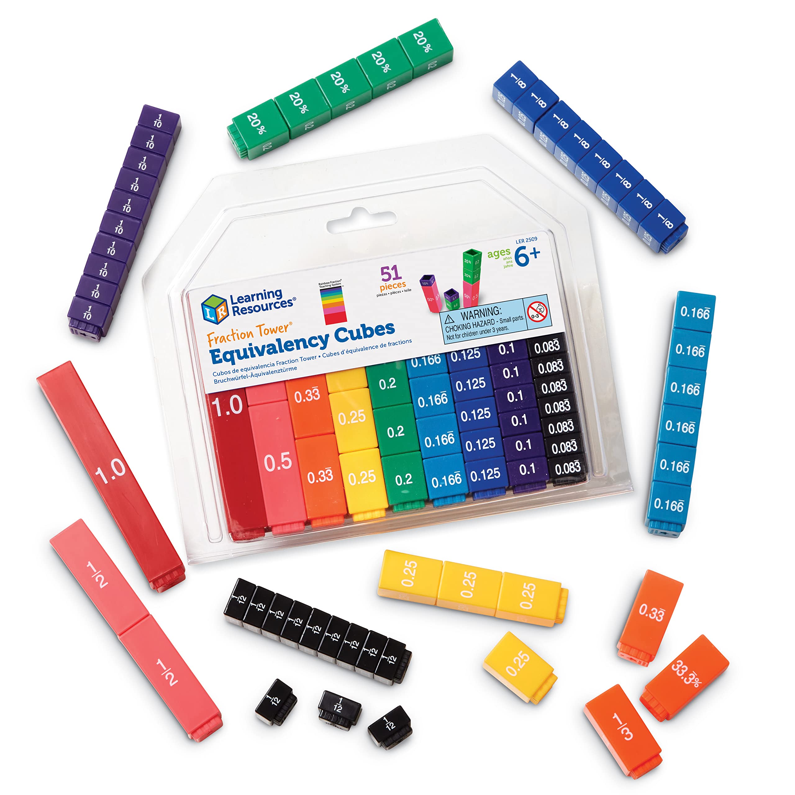 Mua Learning Resources Fraction Tower Equivalency Cubes - 51 Pieces ...
