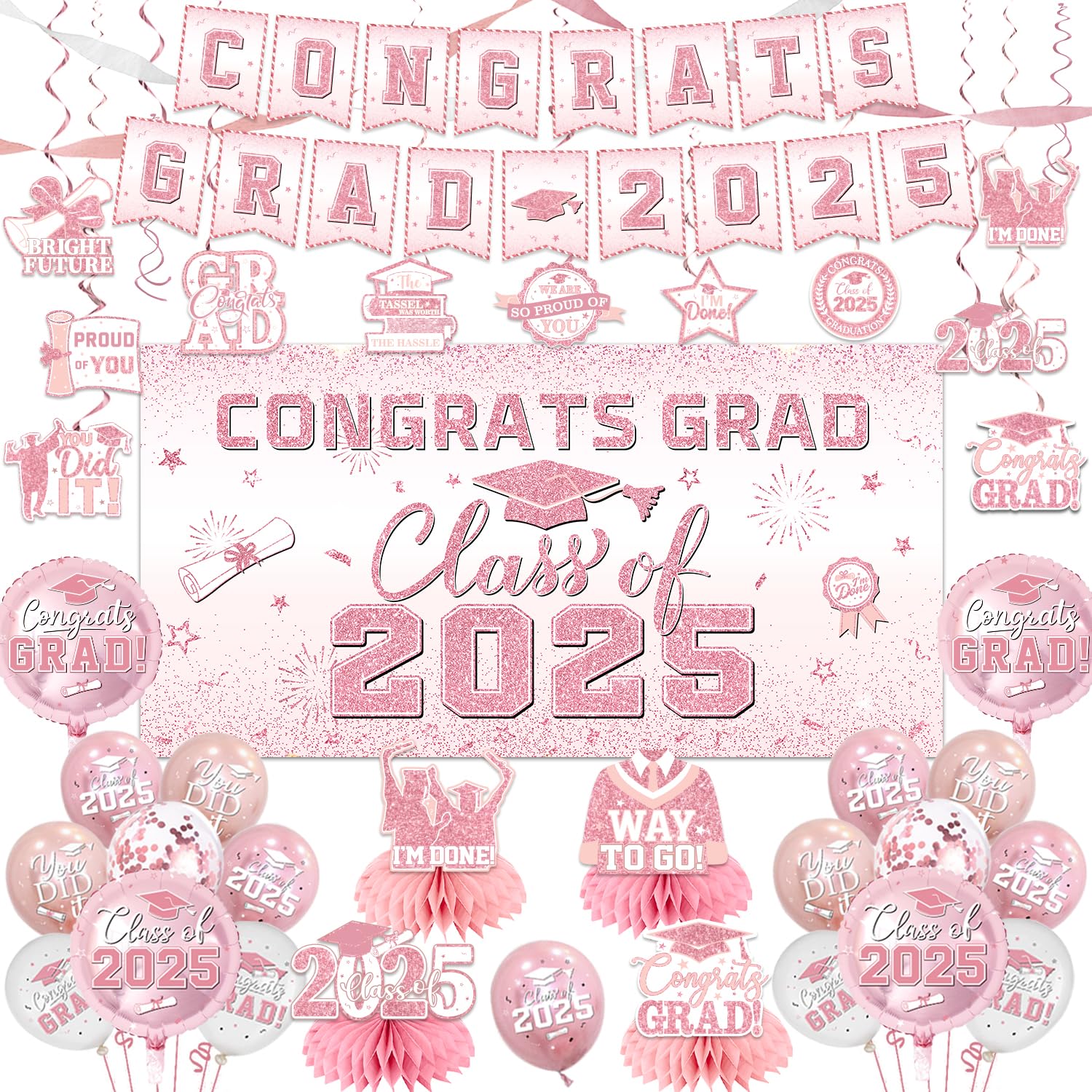 2025 Graduation Decorations-Class of 2025 Decorations Set with Congrats ...