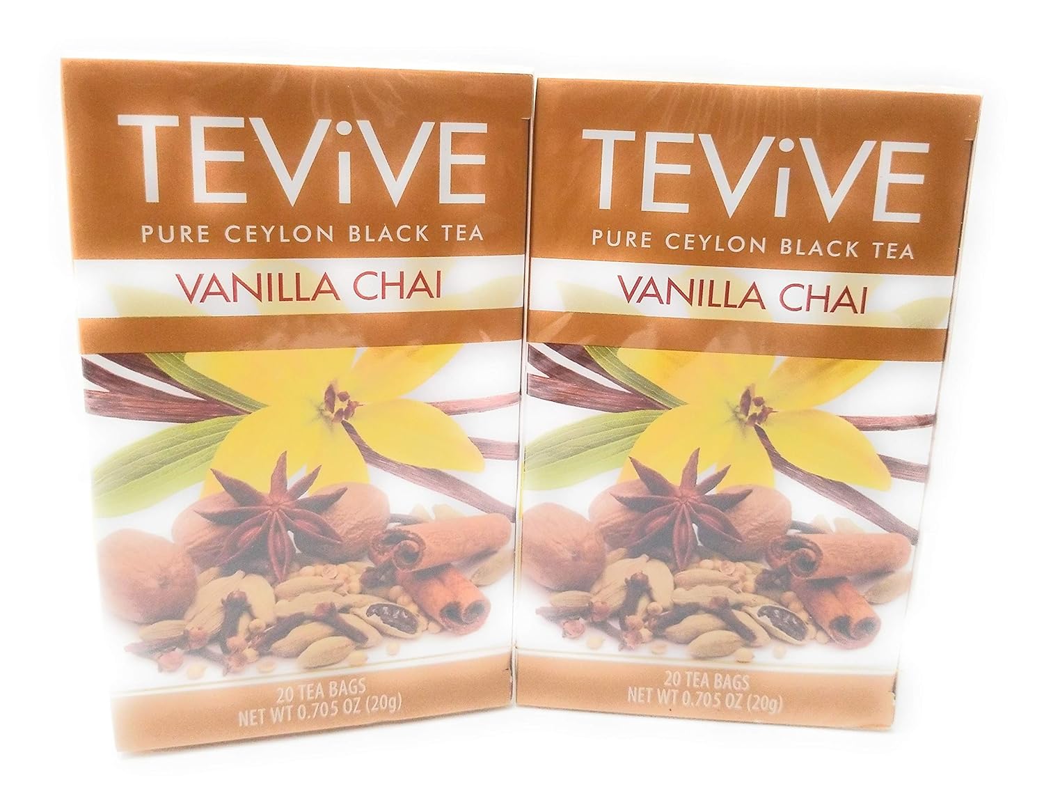Amazon.com : Tevive Pure Ceylon Black Vanilla Chai, 20 Foil Sachets ...