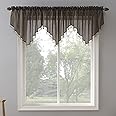 Amazon.com: No. 918 Erica Crushed Voile Ascot Beaded Sheer Rod Pocket Curtain 3-Piece Set : Home ...