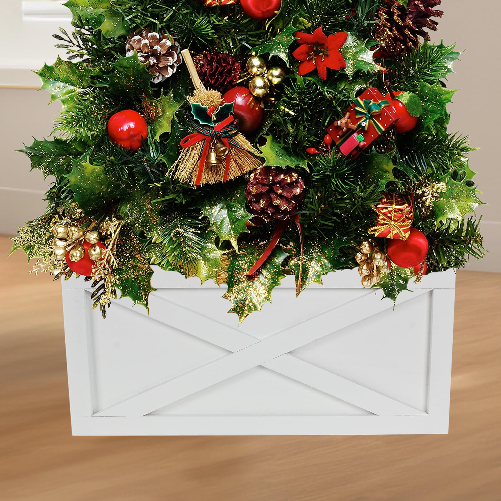 Wooden Tree Collar 30in, Wooden Christmas Tree Collar Rustic 4 Panels ...