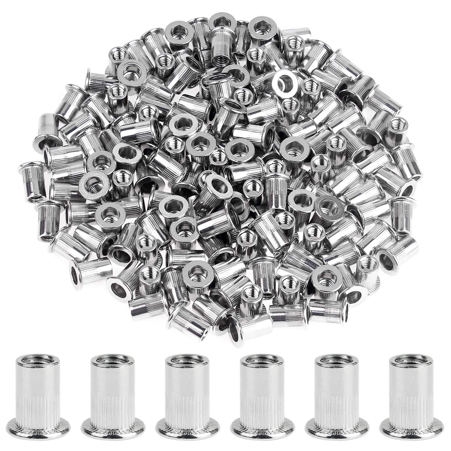 Mua 150 Pieces 1/4"-20 Stainless Steel Rivet Nuts Flat Head Threaded ...