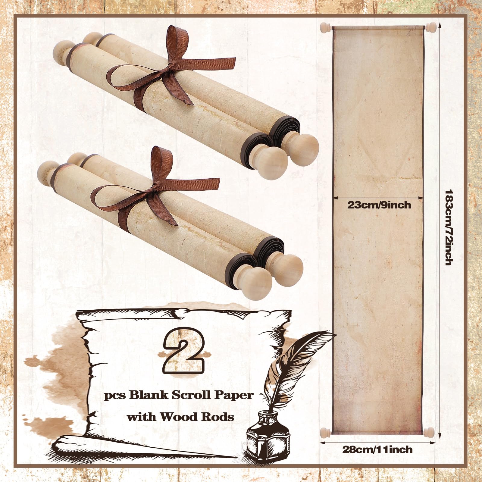 Mua Epakh 2 Roll Blank Paper Scrolls 9 x 72 Inches Scroll Paper Wrapped ...