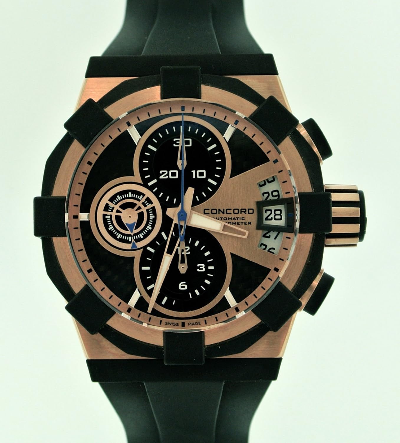Concord - C1 - Rose Gold & Rubber Men's Chronograph Watch - New! - MSRP ...