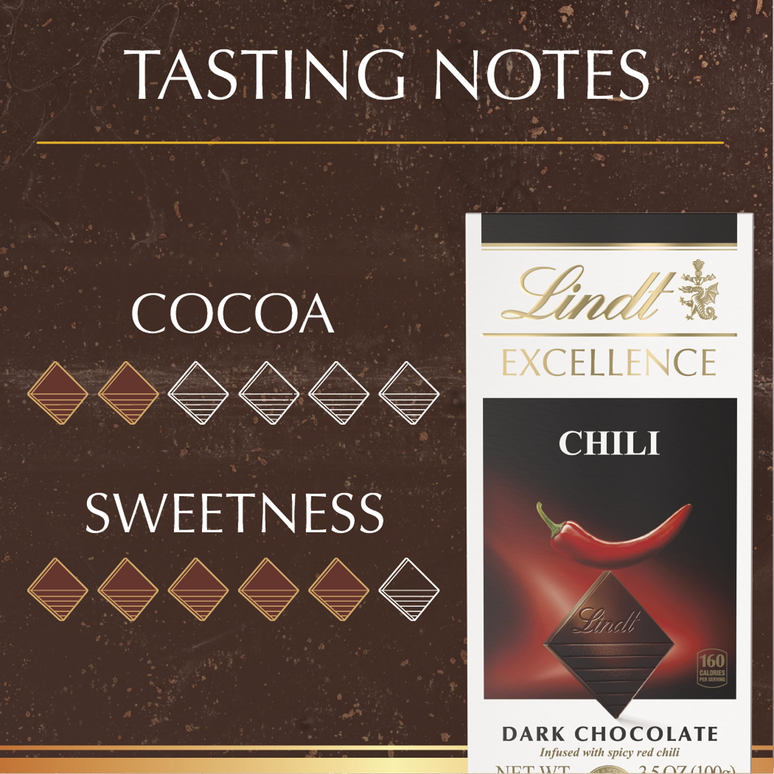 Lindt EXCELLENCE Chili Dark Chocolate Candy Bar, Dark Chocolate Infused ...