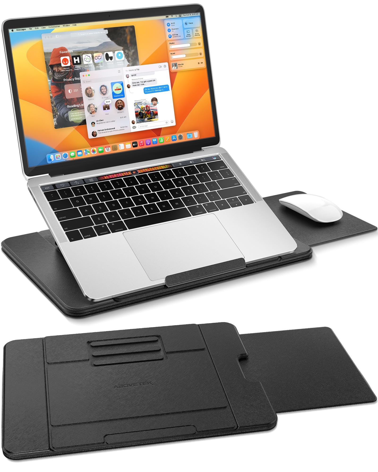AboveTEK Adjustable Laptop Lap Desk, 3 Ergonomic Angles, PU Leather Non ...