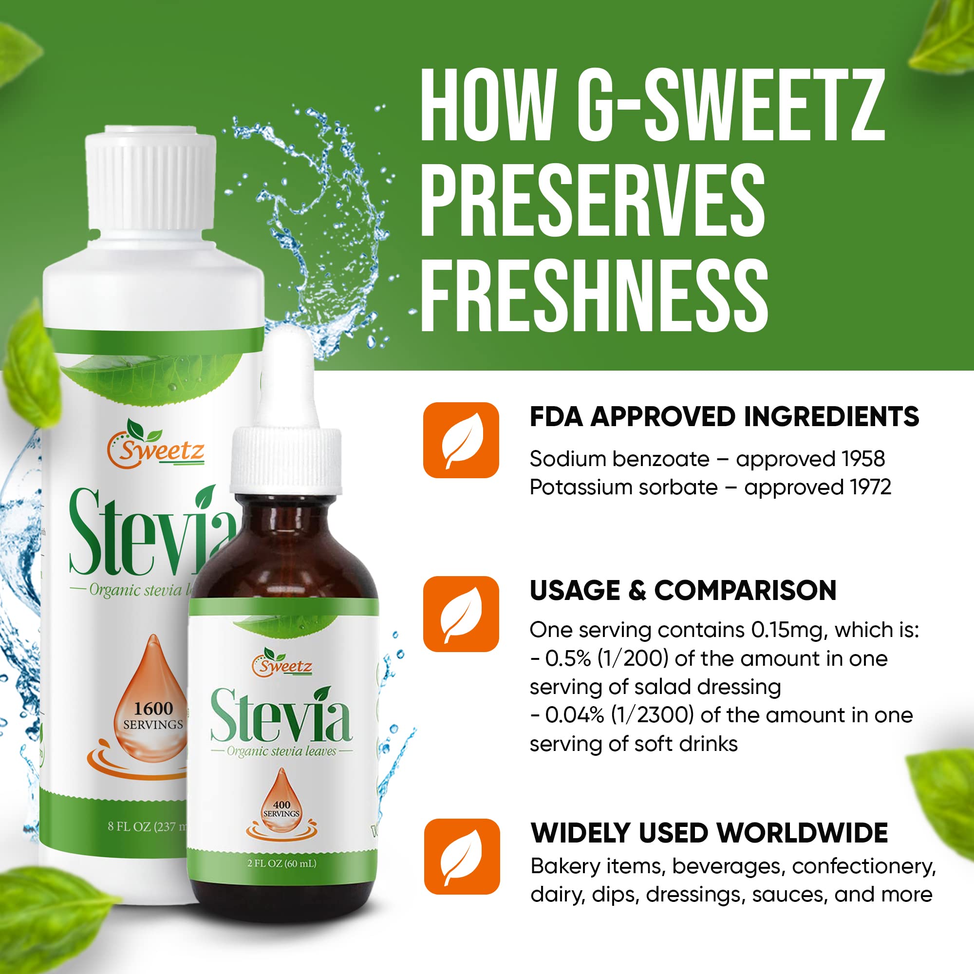 Mua G-Sweetz Liquid Stevia Drops – Made from Reb-D Rich Organic Stevia Extract – Concentrated ...