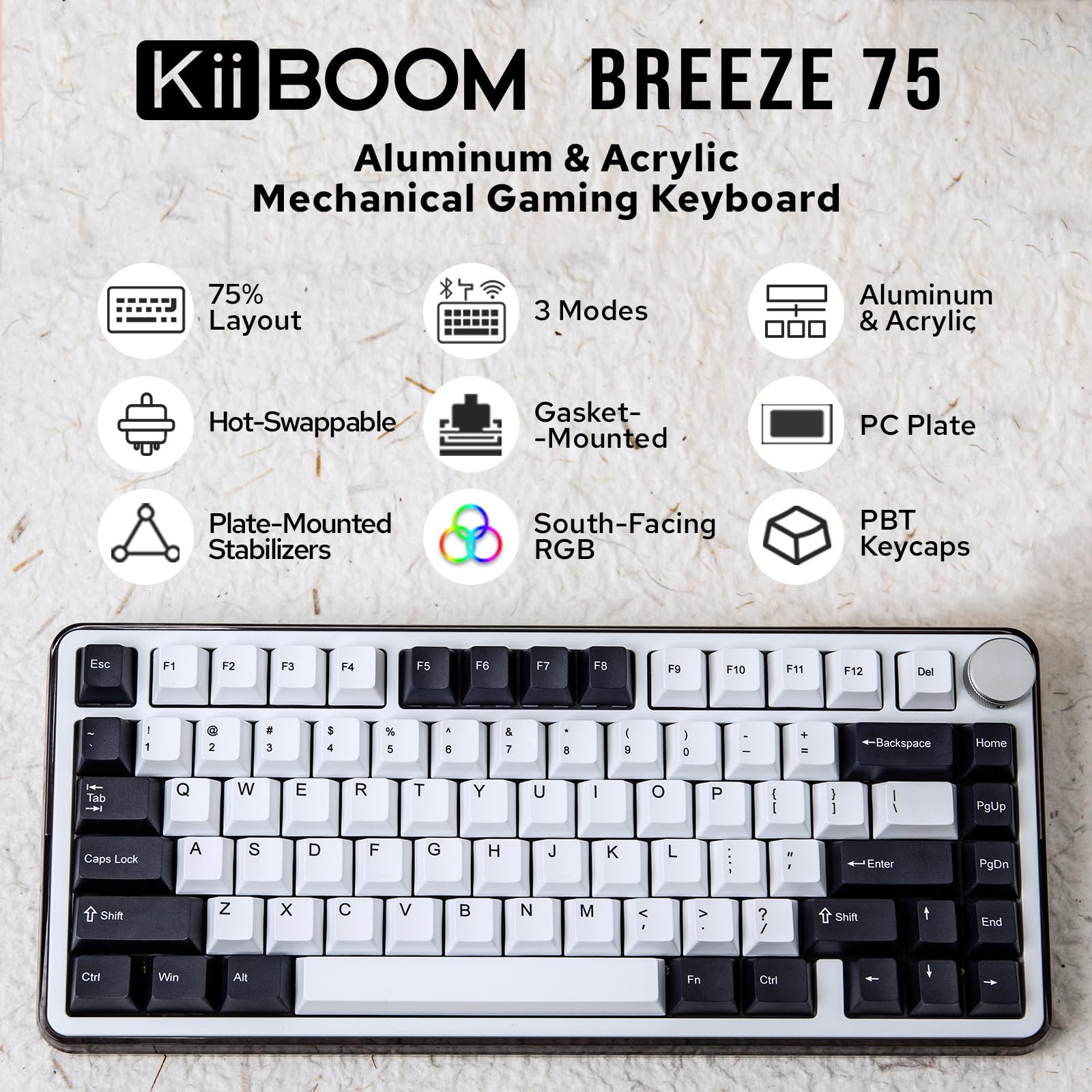 Mua KiiBOOM Breeze 75 75% CNC Aluminum and Acrylic Wireless Gaming ...