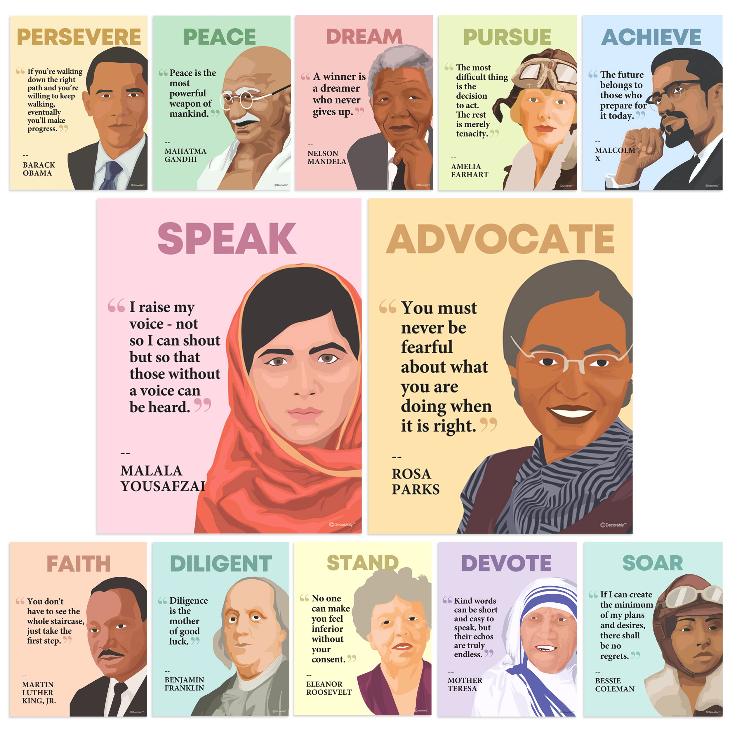 Mua 12 Black History Classroom Decorations - 11x14in Inspirational ...