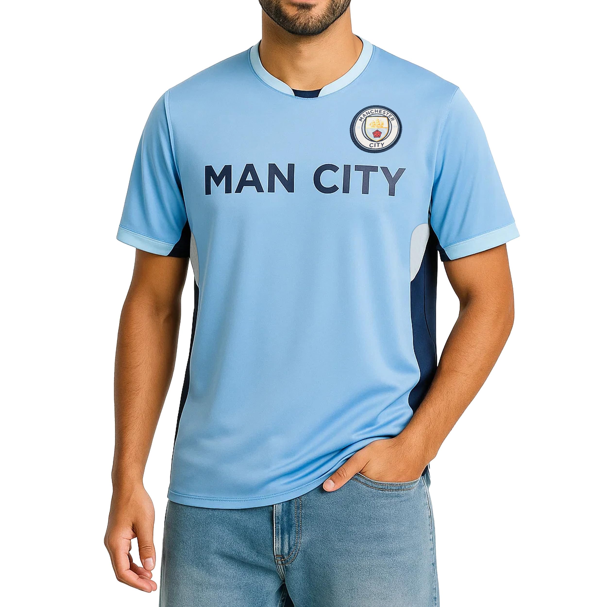 Manchester City F.C. Stadium Class Jersey (Medium, Man City Wordmark)