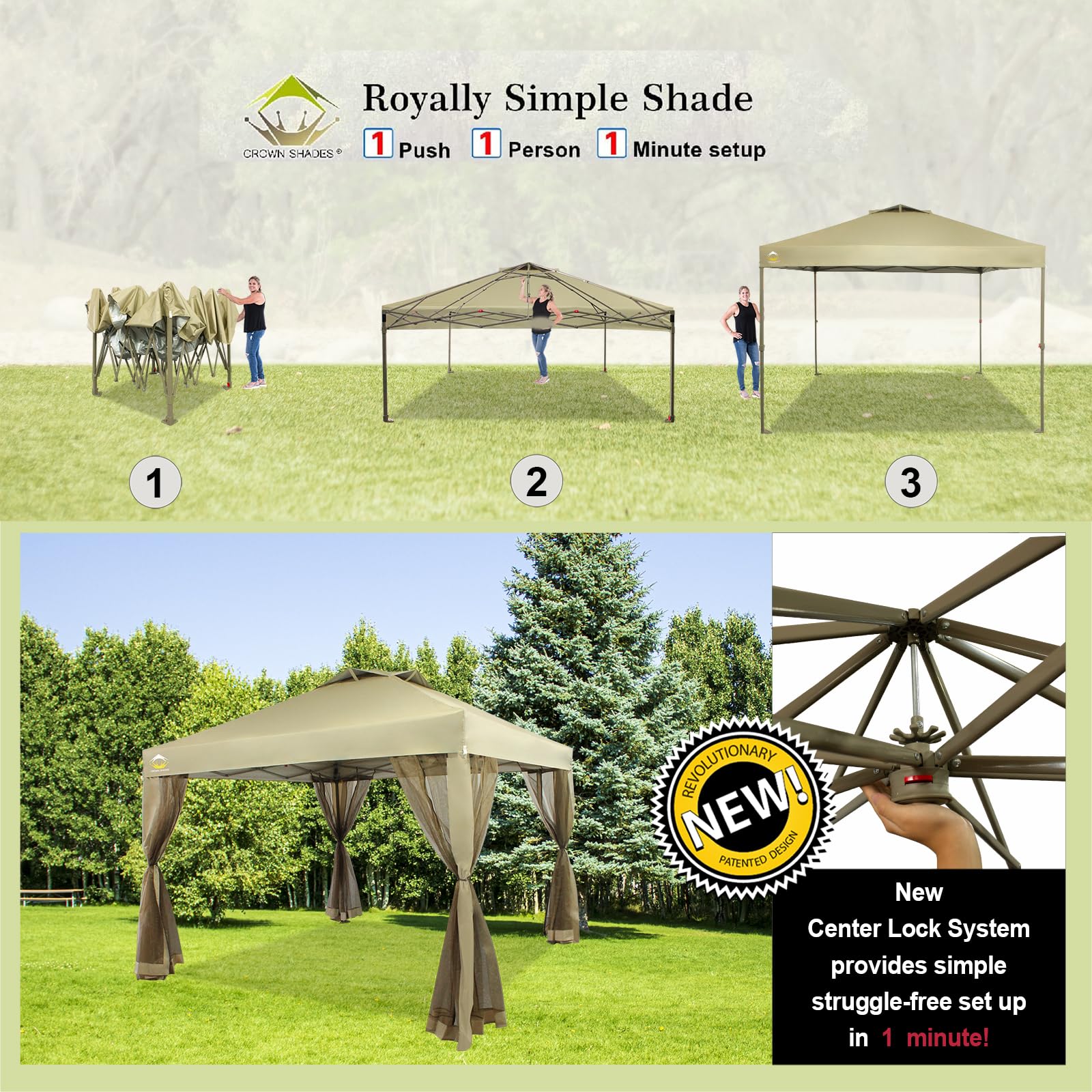 Mua CROWN SHADES Gazebo 10x10 Pop Up Canopy with Mosquito Netting ...