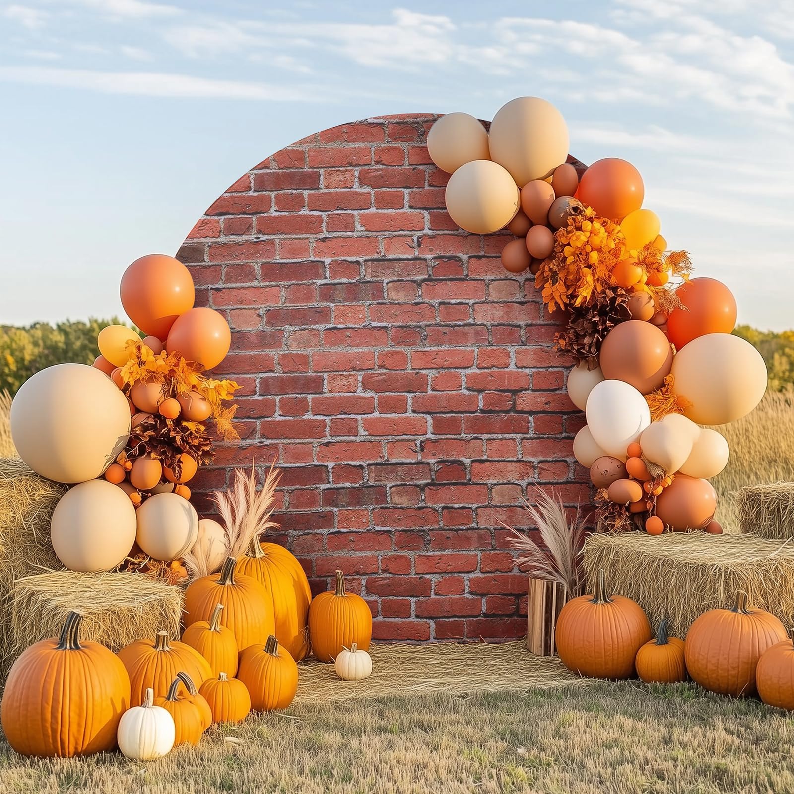 7.2FT Brick Round Arch Backdrop Cover for 7/7.2ft Circle Stand, Wrinkle ...