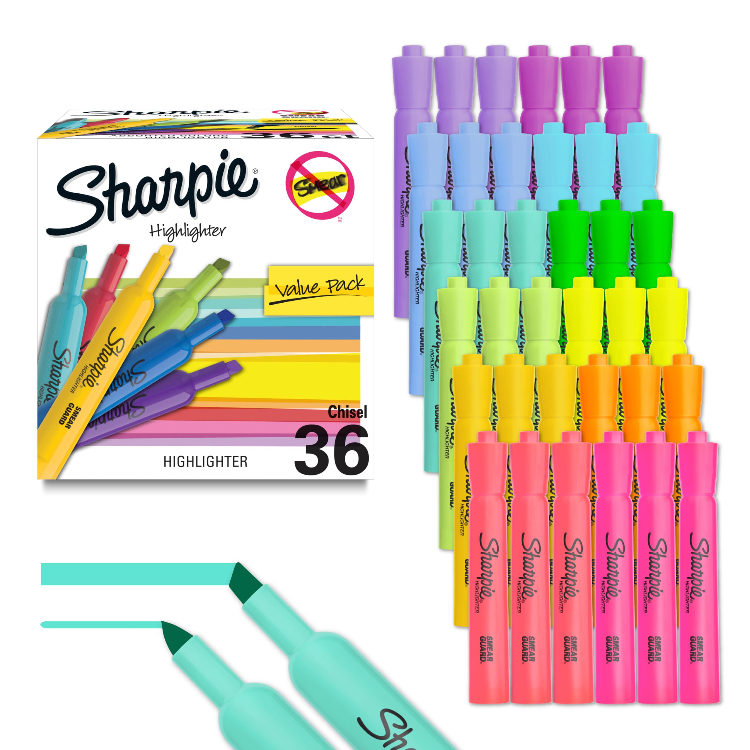 Sharpie Tank Style Bulk Highlighters Chisel Tip Marker Set Journal ...