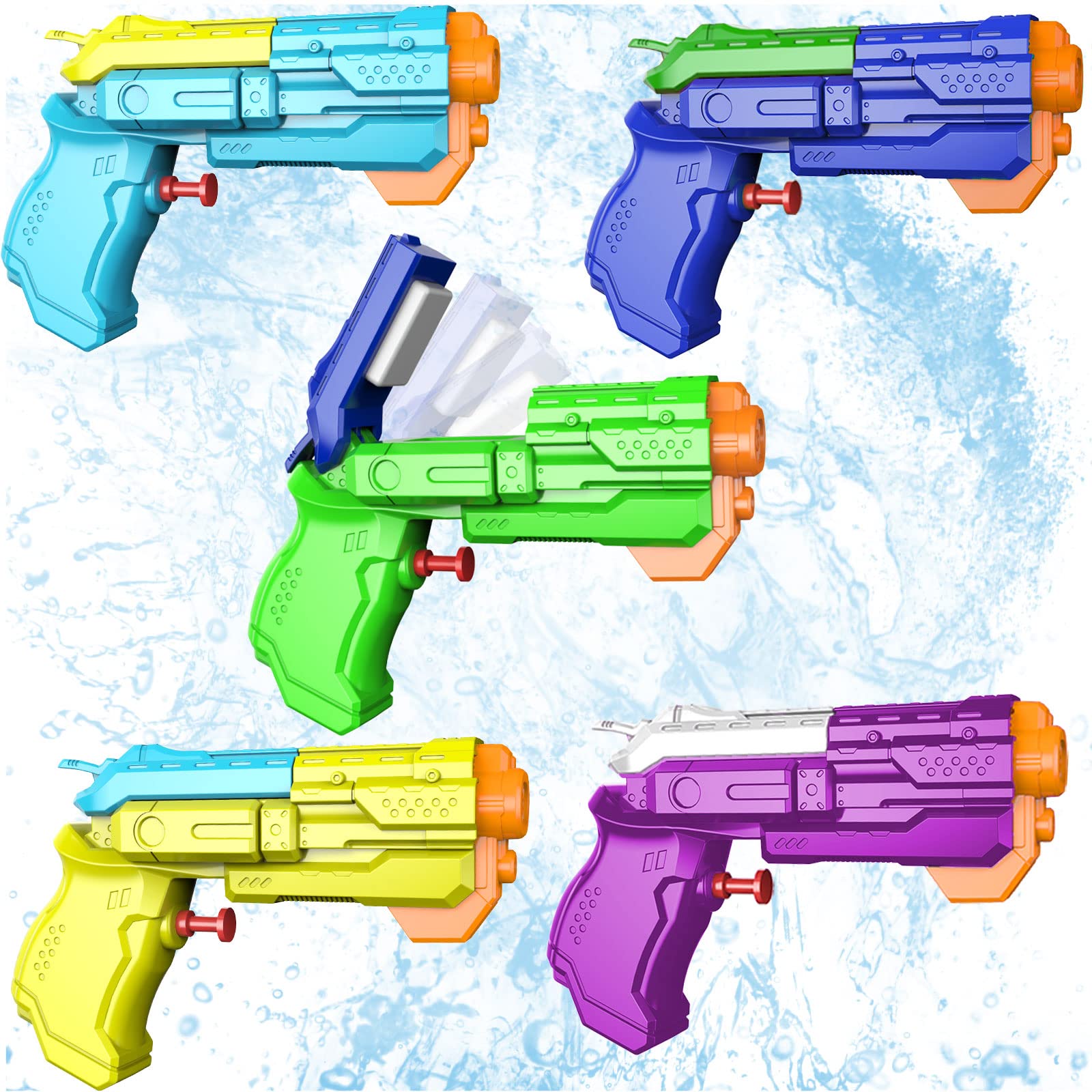 unanscre 5 Pack Fast Fill Water Gun for Kids, Water Pistol Squirt Gun ...