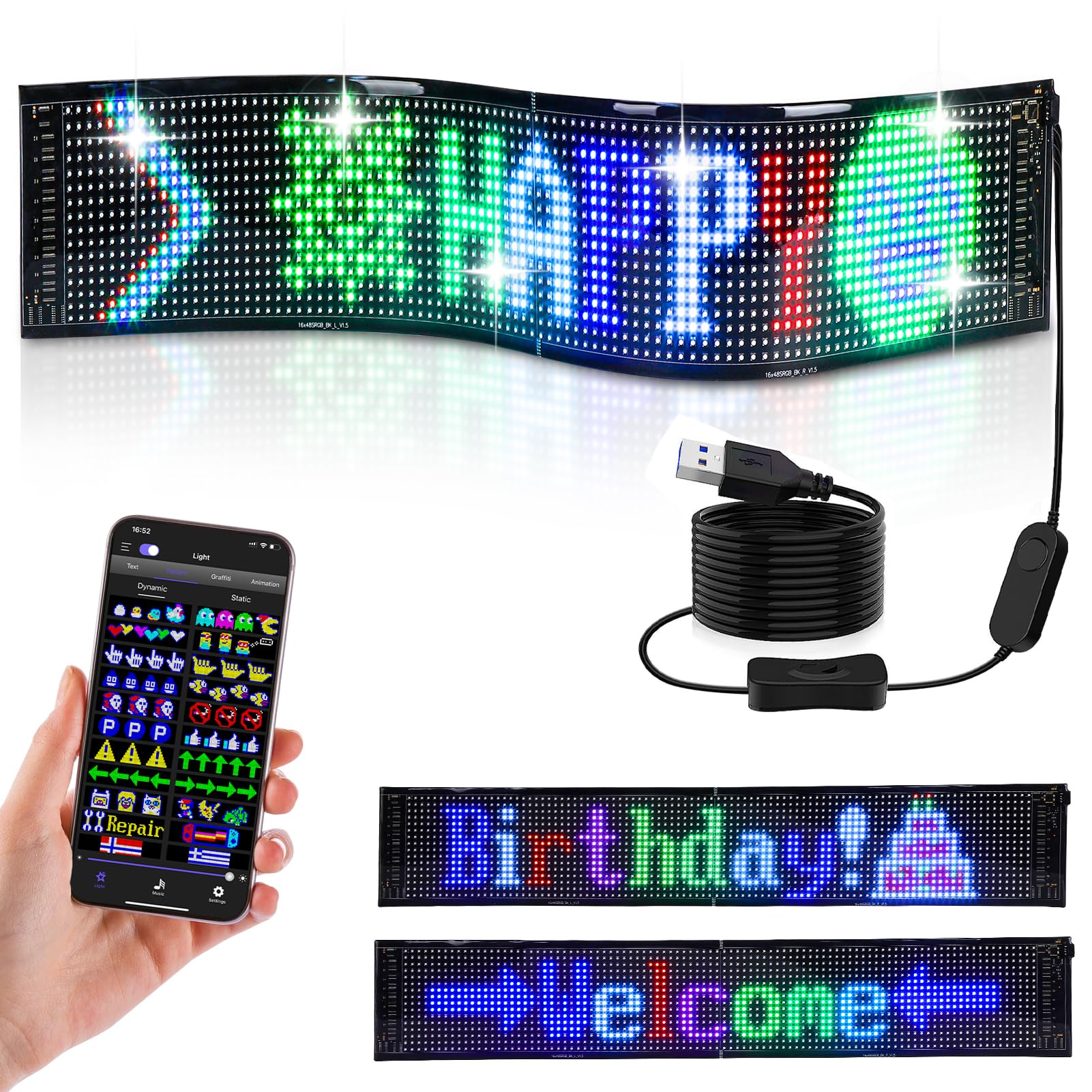 ITEFDTUTNE Programmable Led Sign,Scrolling Bright Advertising LED Sign,Flexible Digital Sign ...