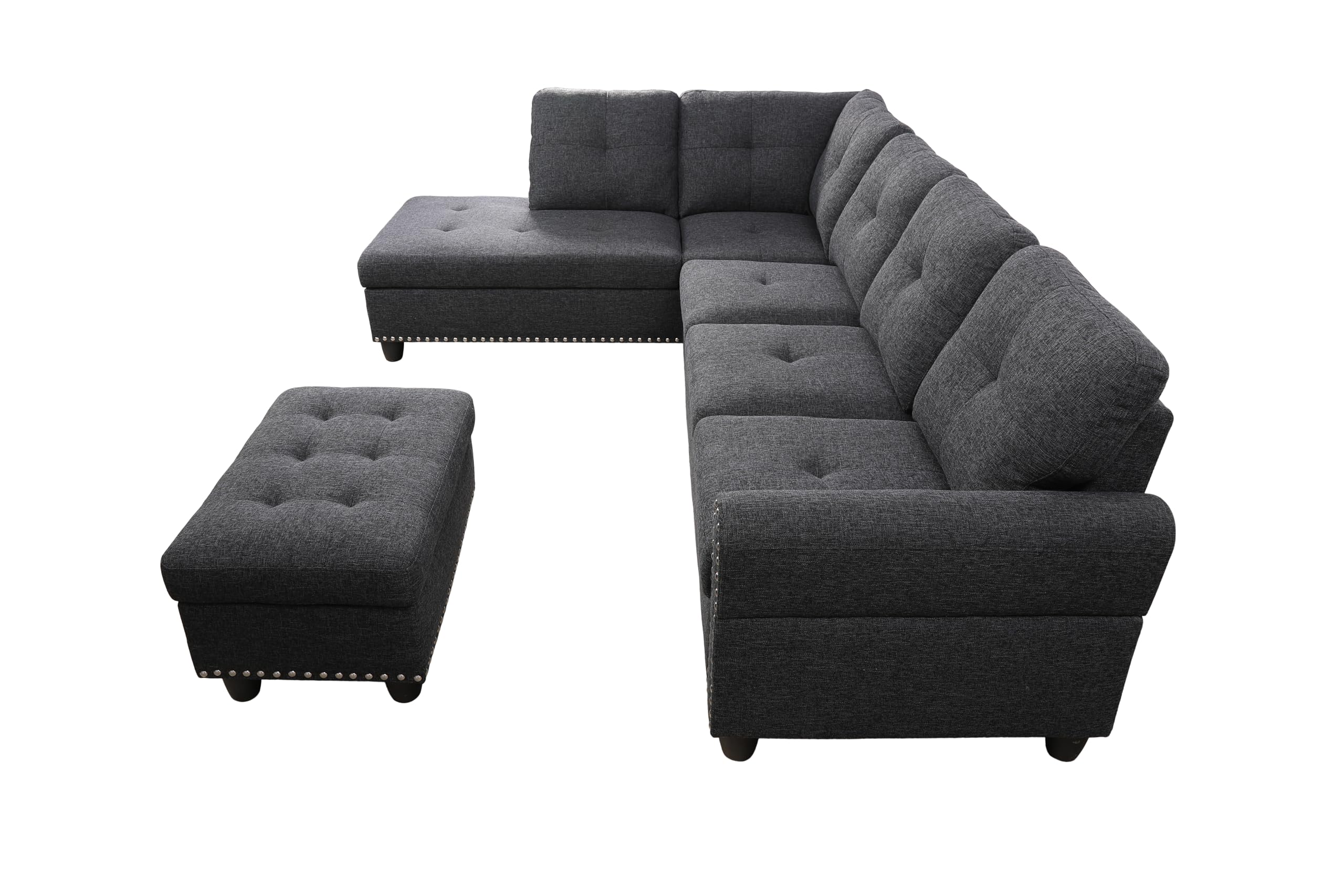 Mua L-Shaped Sectional Sofa, Rivet Hemming Upholstered Modular ...