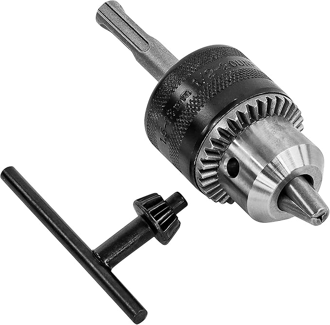 S&R Mandrino per Punte trapano 1,5 - 13 mm 1/2 + Adattatore SDS PLUS e Chiavetta di Serraggio ...