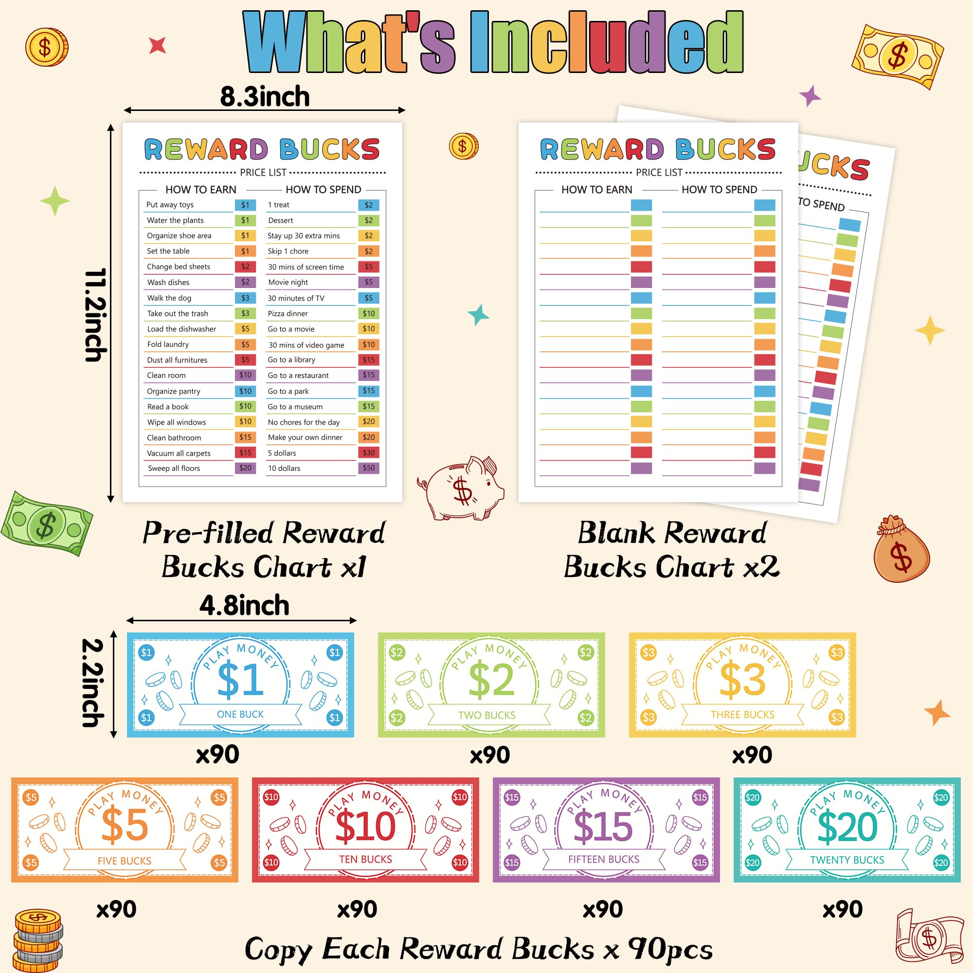 Mua Good Behavior Reward Buck Charts - 633P Kids Prop Coins Play Game ...