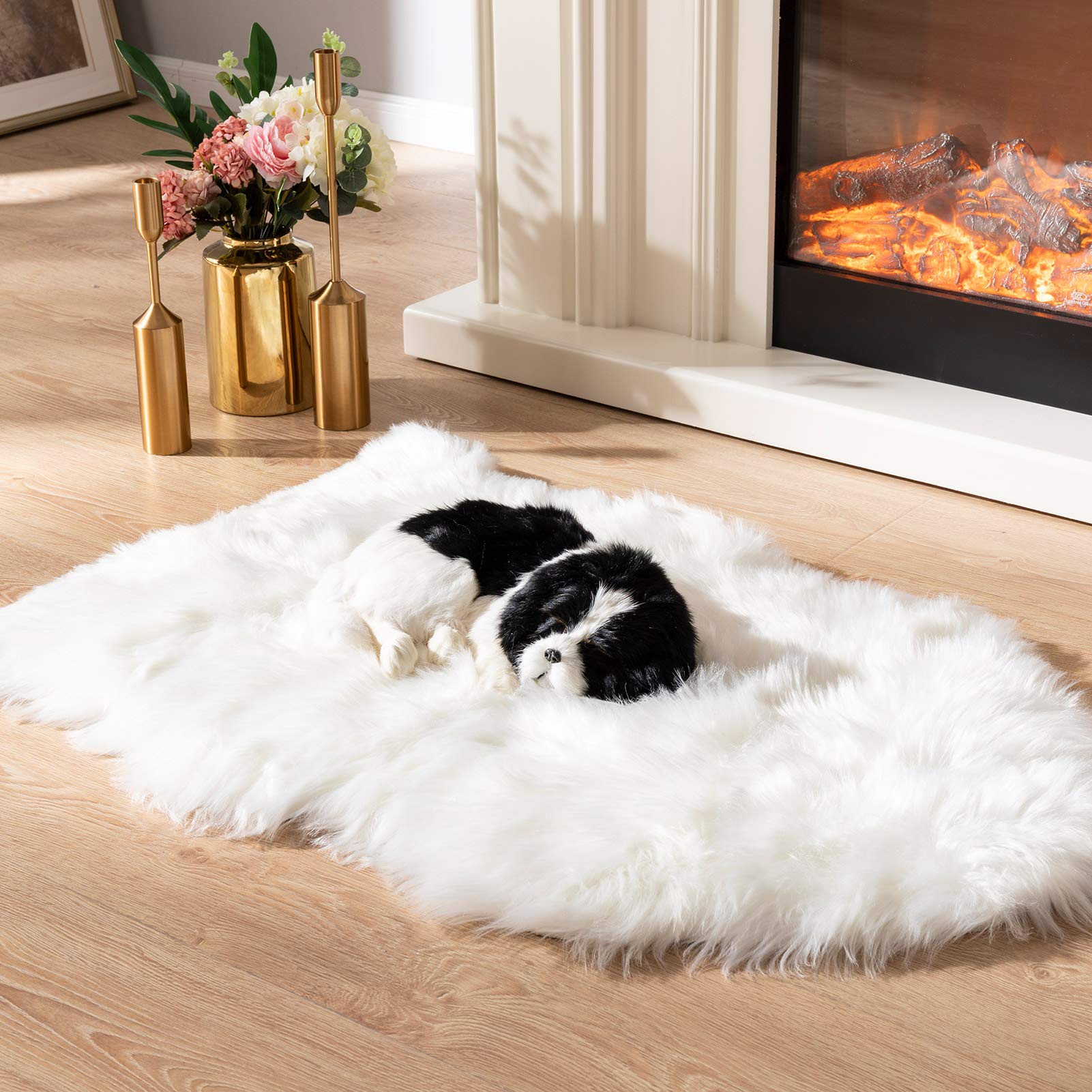 Asrug Faux Fur Dog Rug Plush and Fluffy Dog Mat Ultra Cozy Pet Throw ...