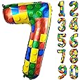 Amazon.com: 32 Inch Building Block Number 7 Balloons 7 year old Large ...