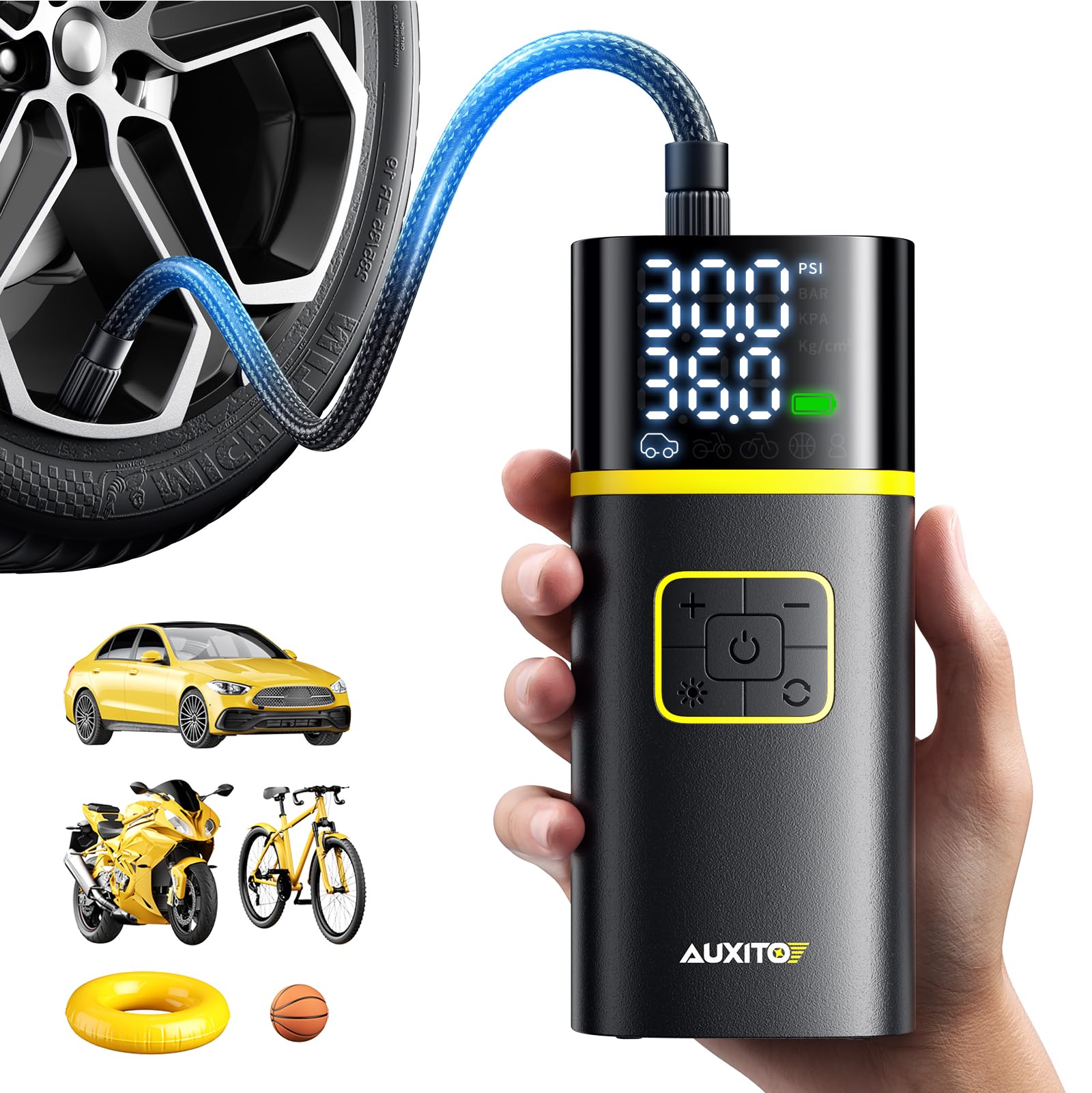 AUXITO Tire Inflator Portable Air Compressor - 150PSI 1Min Fast Inflate ...