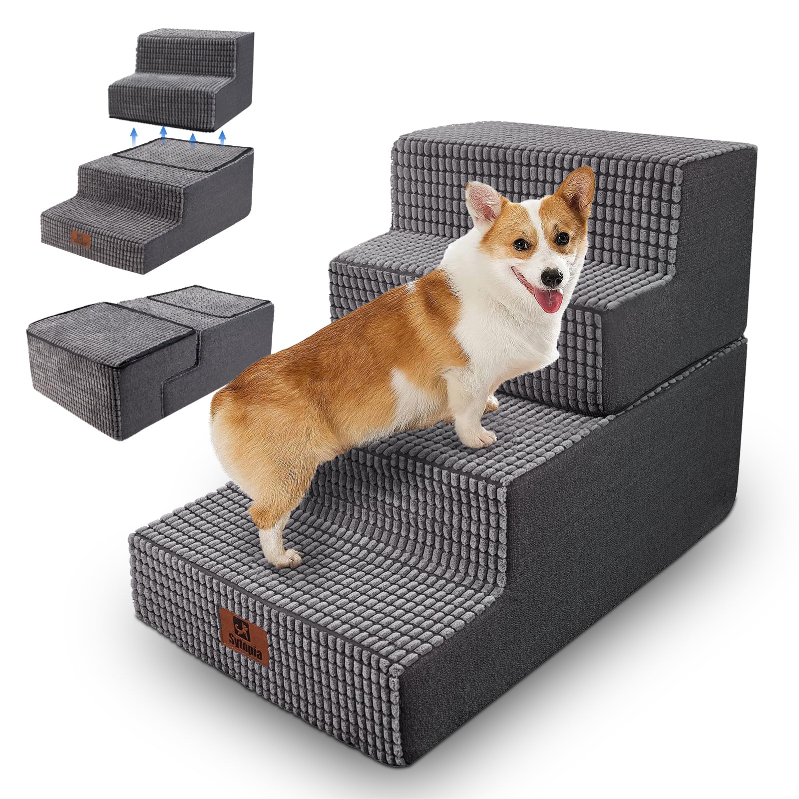 Pet Stairs Ramp for High Beds and Couch Steps for Dogs to Get on Bed 4 ...