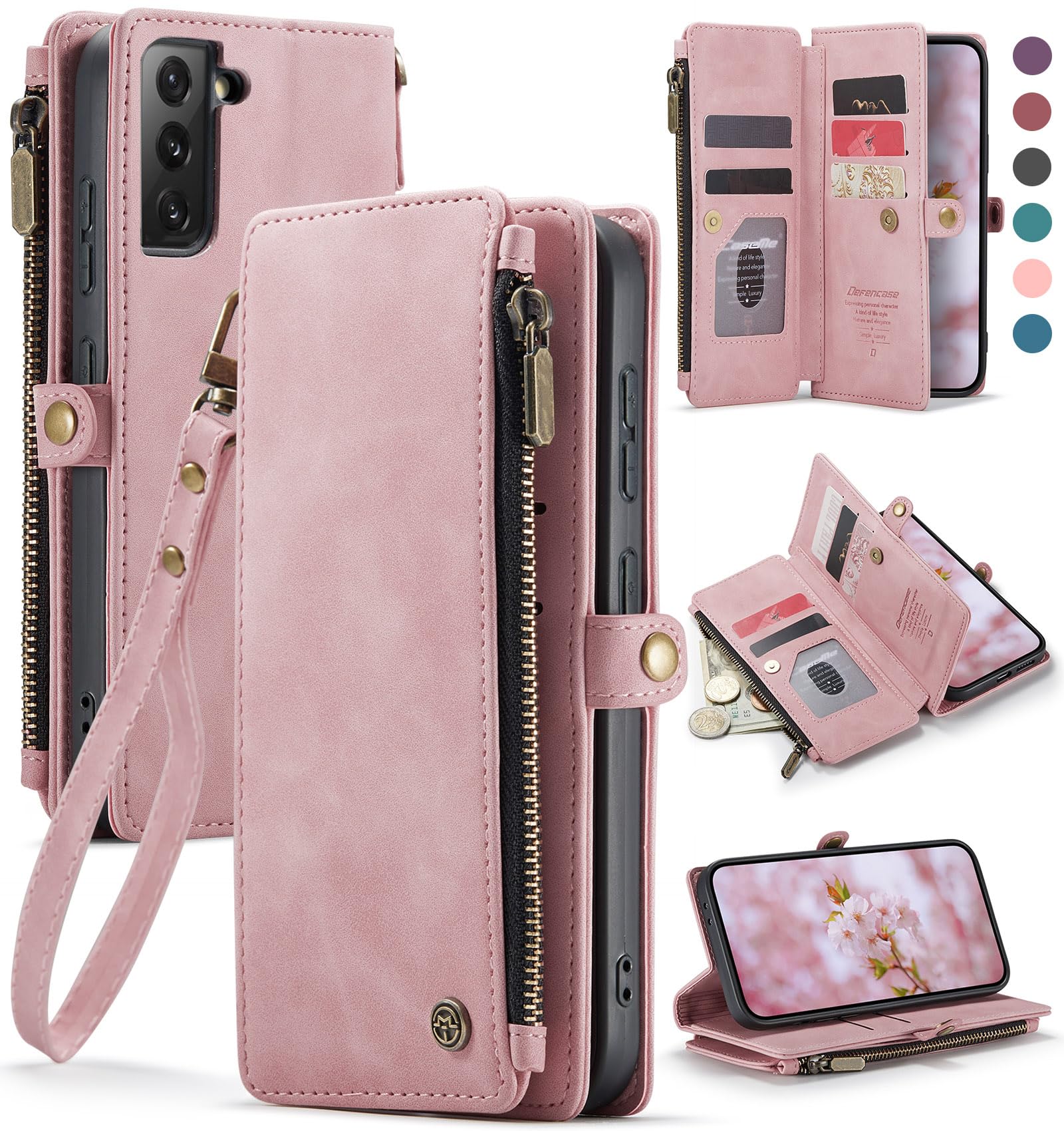 Defencase Compatible with Samsung Galaxy S21 5G Case Wallet with RFID Blocking Card Holder for ...