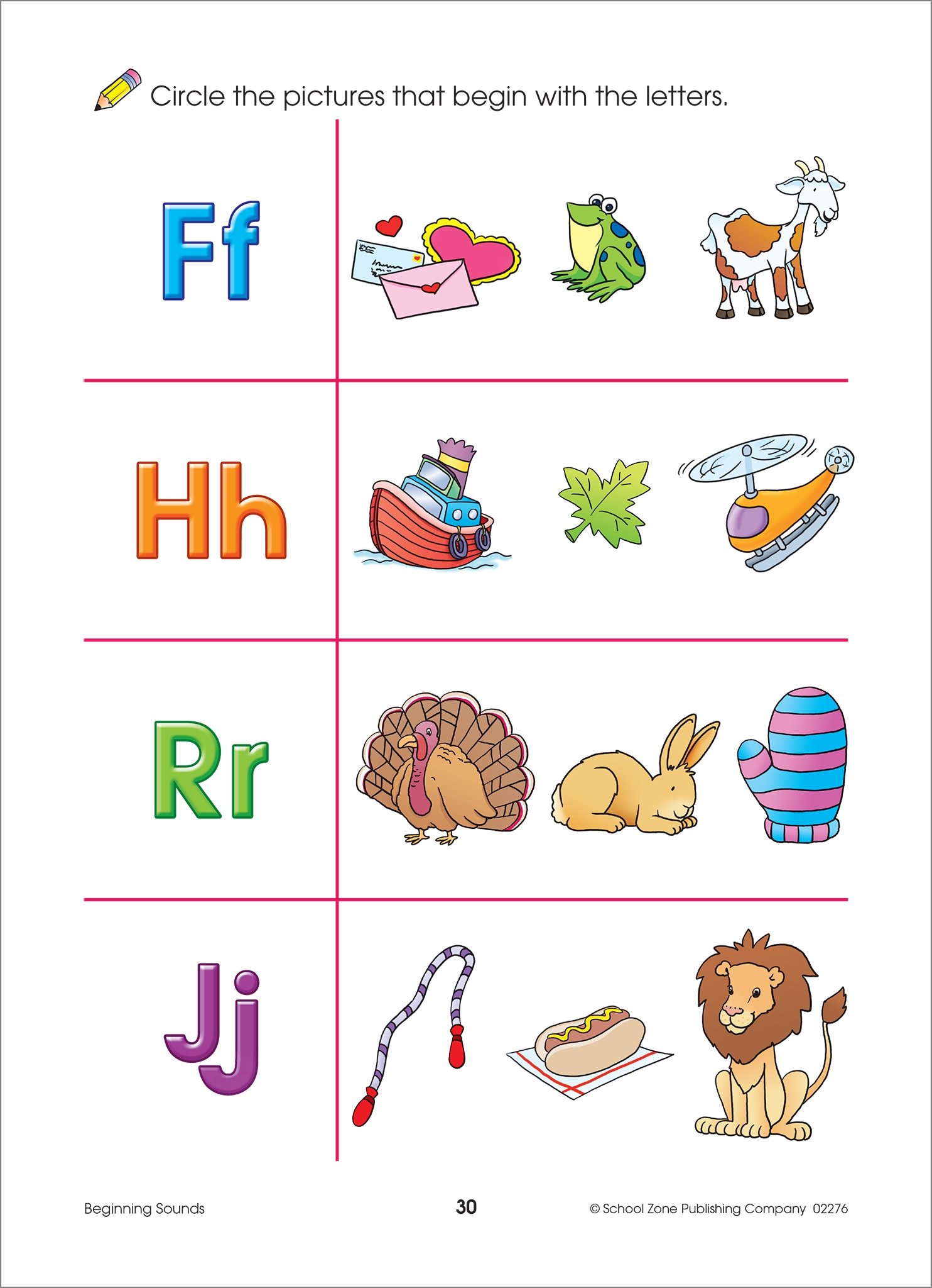 Mua School Zone Beginning Sounds Workbook: 64 Pages, Preschool ...