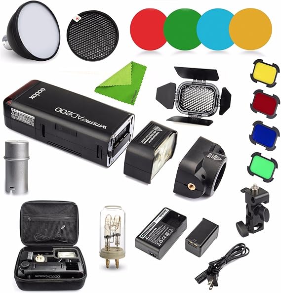 Amazon.com : Godox AD200 Kit 200Ws 2.4G TTL Flash Strobe 1/8000 HSS ...
