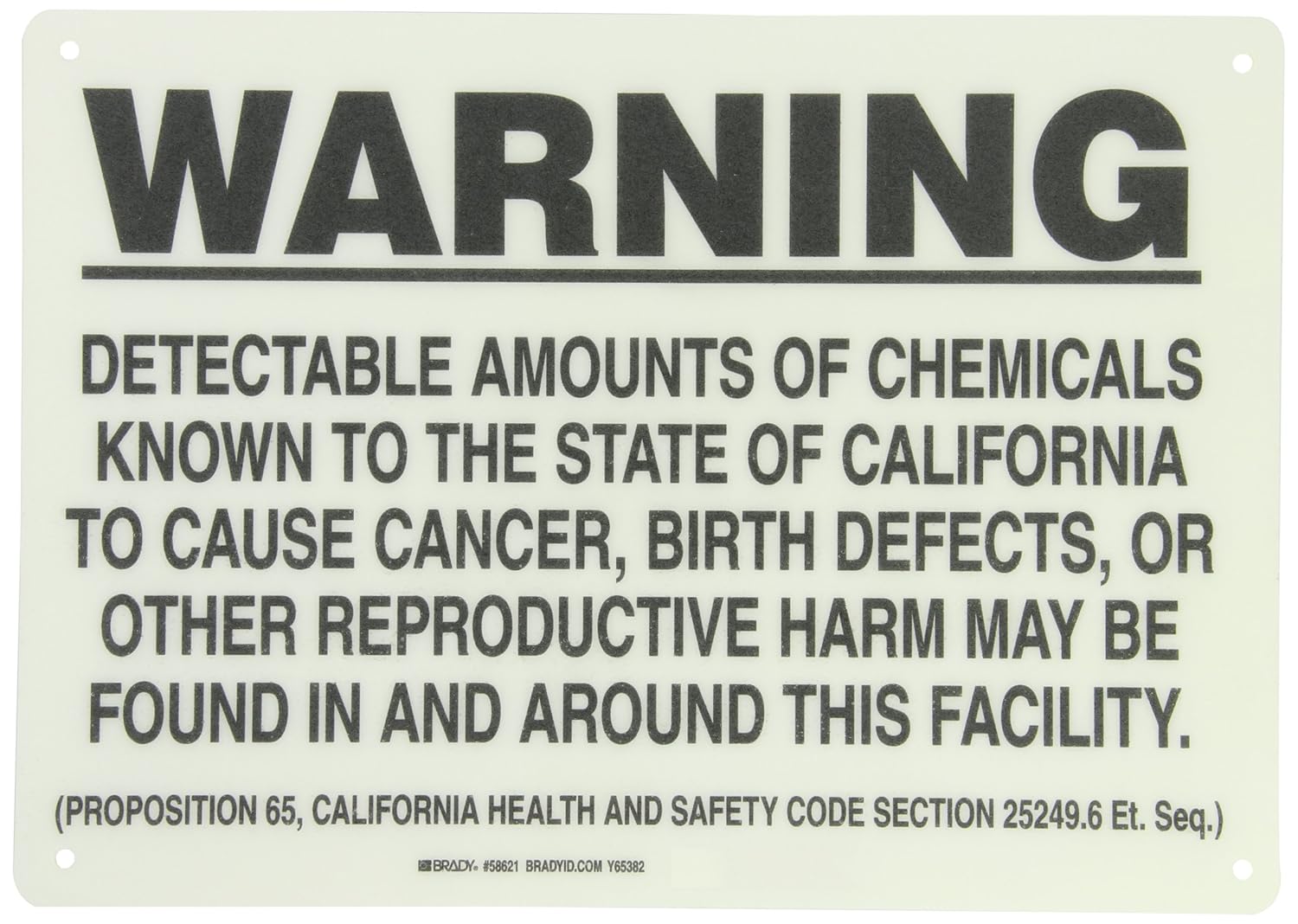Brady 58621 California State Specific Sign: Industrial Warning Signs ...