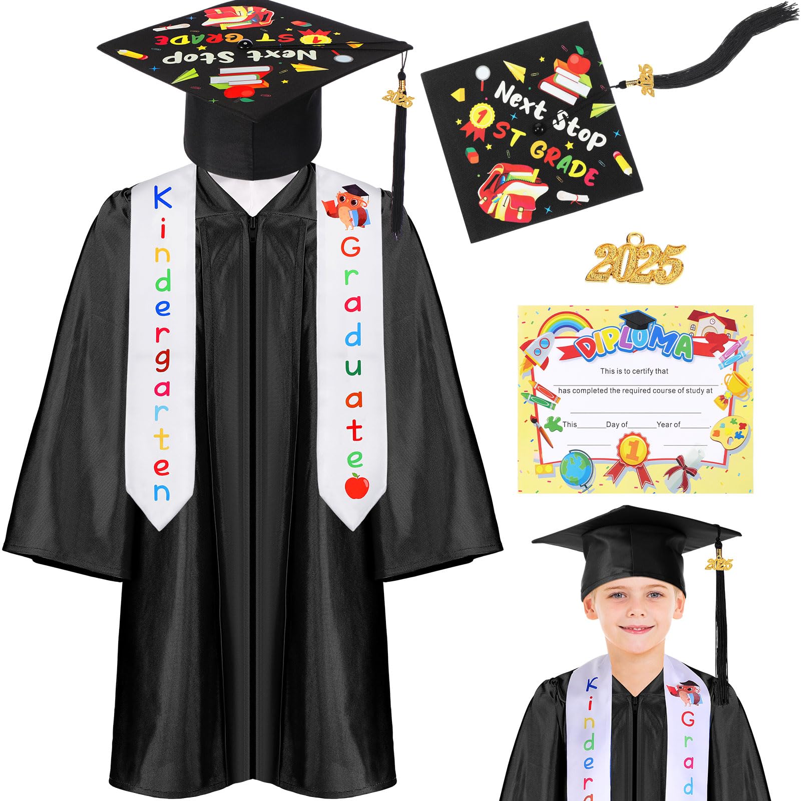 Retisee 7 Pieces 2025 Kindergarten and Preschool Graduation Cap Gown ...