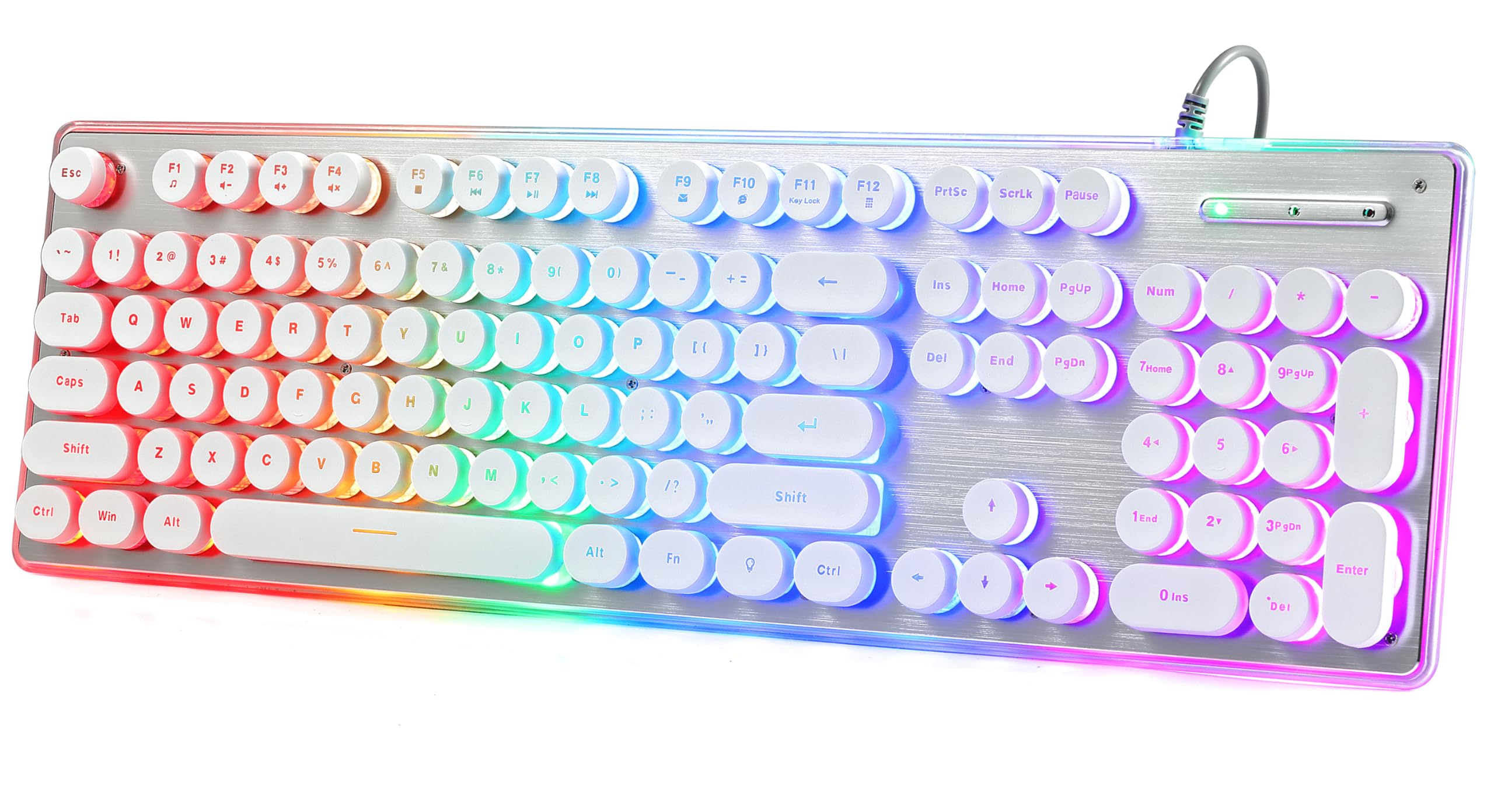 Mua Typewriter Style Keyboard with Metal Panel, Rainbow LED Backlit ...