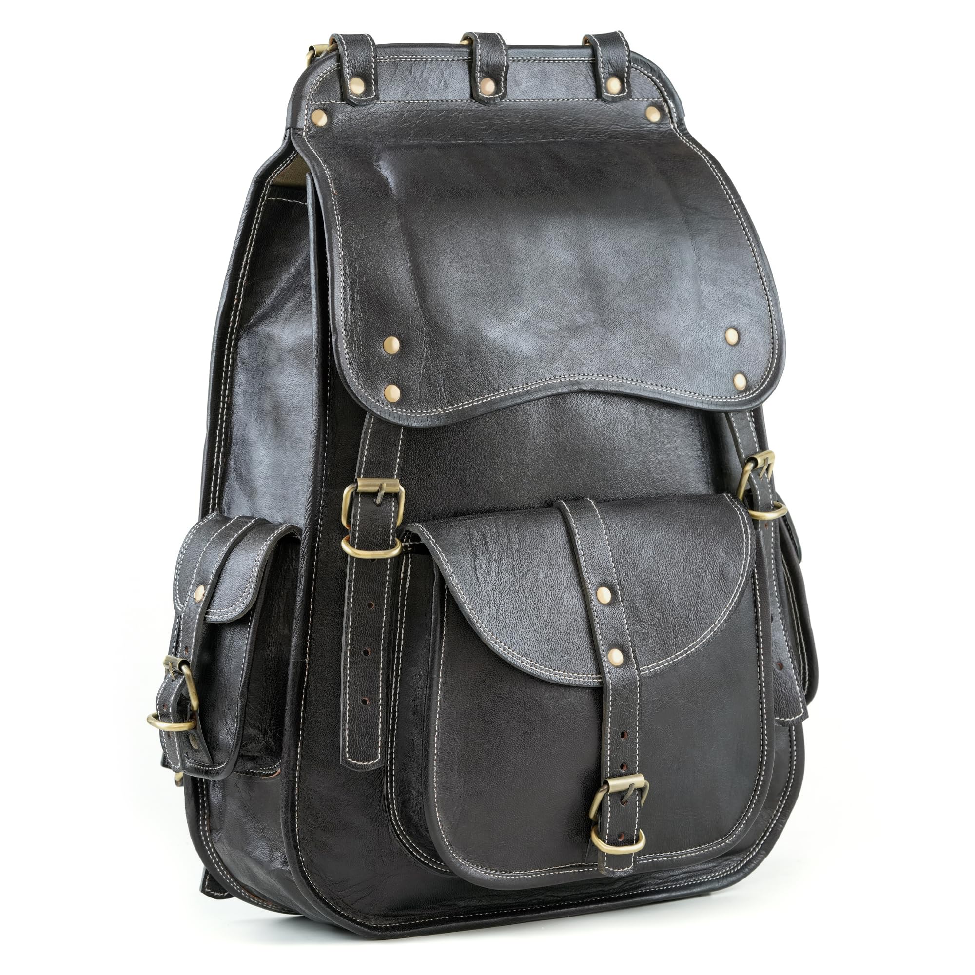 Handmade World Vintage Full Grain 21 Inch Leather Laptop LARGE Backpack ...