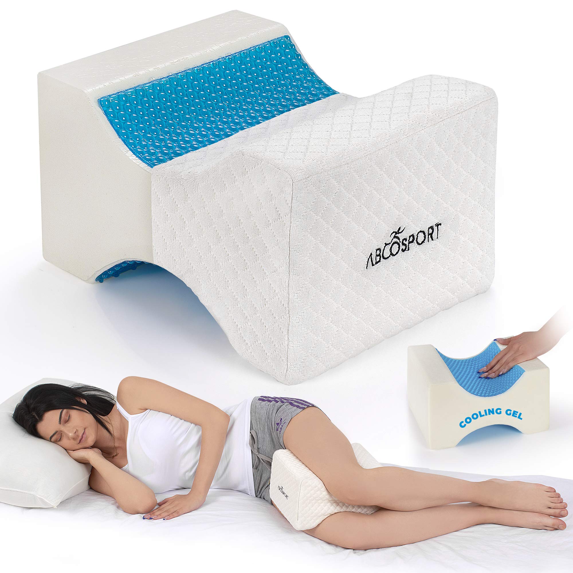Abco Tech Memory Foam Knee Pillow With Cooling Gel Leg Pillow Wedge